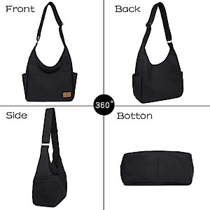 MYHOZEE Canvas Hobo Messenger Bag Large - Cross Body Bag Purses with Multiple Pockets Zipper Crossbody Shoulder Tote Bag for Women and Men Aesthetic Travel - Beige