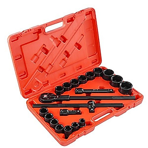 VEVOR Impact Socket Set 3/4 Inches 21 Piece Standard Impact Sockets, Socket Assortment 3/4 Inches Drive Socket Set Impact Standard SAE Sizes 3/4 Inches to 2 Inches Includes Adapters and Ratchet Handle