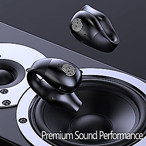 Peticehi Wireless Ear Clip Bone Conduction Headphones with Digital Display, Open Ear Headphones Wireless Bluetooth for Running Sports (Black)