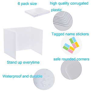 6 Pack Privacy Shields for Student Desks, Privacy folders for Student Testing Desk dividers- Includes Extra Labels
