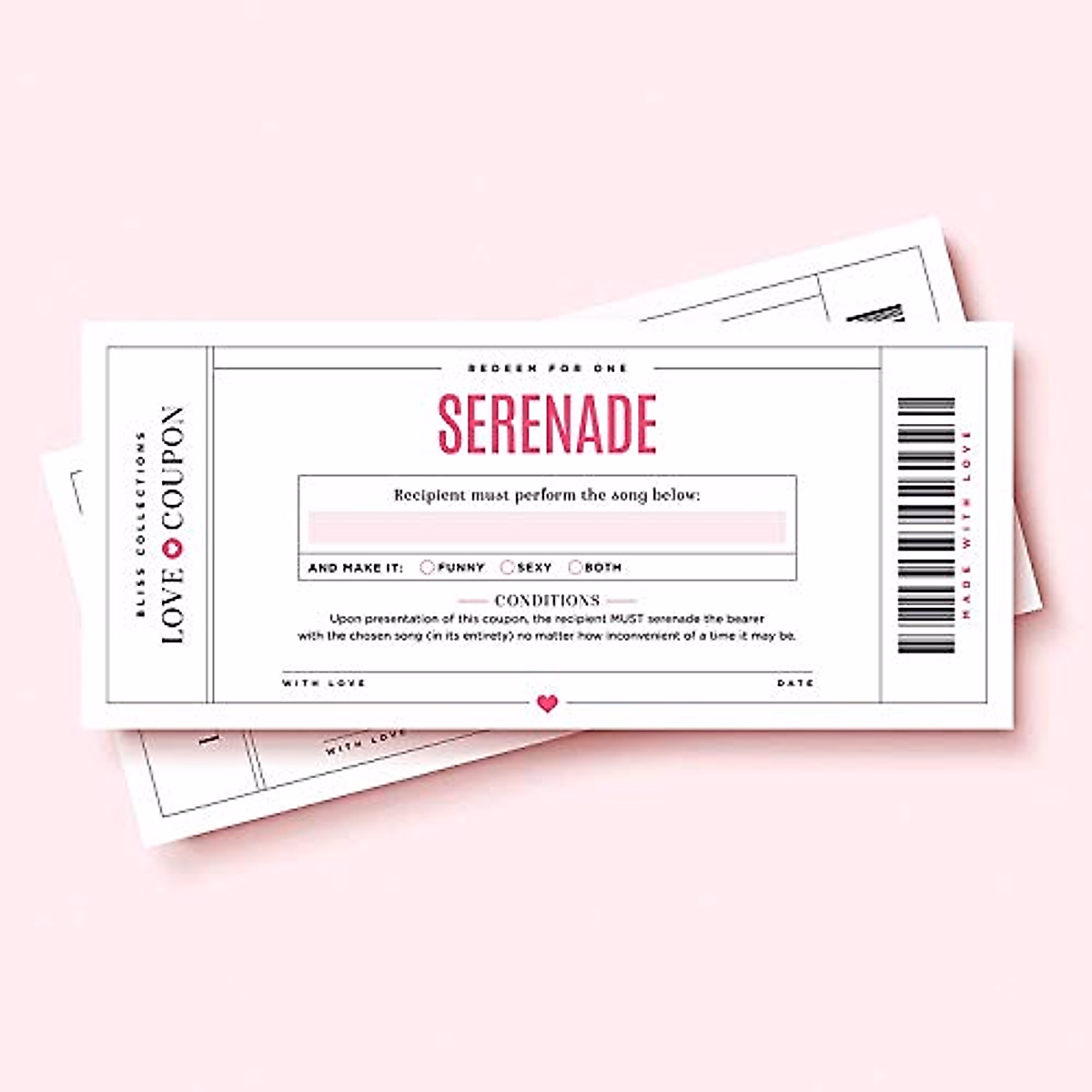 Bliss Collections Love Coupons for Him or Her, Husband, Wife, Boyfriend, Girlfriend or Couples. Unique Romantic Valentines Day, Christmas or Birthday Gift — 15 Unique Cards