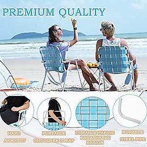 #WEJOY Lightweight Webbing Beach Chair Folding Webbed Beach Chairs Ultralight Web Lawn Chair Portable High Back Camping Chairs Outdoor Folding Chairs for Sand, Concert, Garden, Grey/Blue