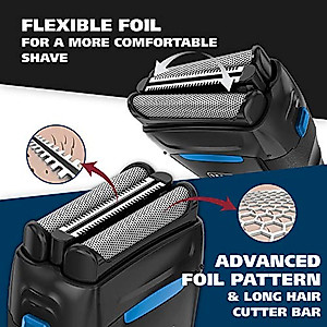 Wahl Groomsman Electric Shaver Rechargeable Wet/Dry Waterproof Electric Razor for Cordless Men's Shaving & Grooming - Lithium Ion with Long Run Time & Quick Charge – Model 7063