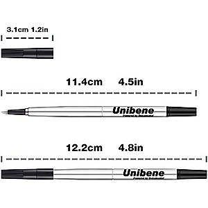 Unibene Parker Compatible Rollerball Refill 6 Pack, 0.7mm Medium Point - Black, Smooth Writing Replaceable German Gel Ink Pen Refills for IM Sonnet Urban Pens