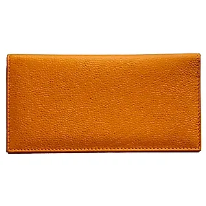Bright Orange Basic Genuine Leather Checkbook Cover For Men & Women