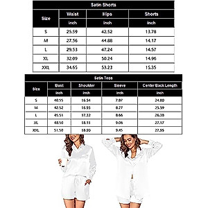 SWOMOG Women's Silk Lounge Sets 2 Piece Outfit Pajama Set Satin Button Down Tops Summer Silk Long Sleeve Shirts with Pocket White