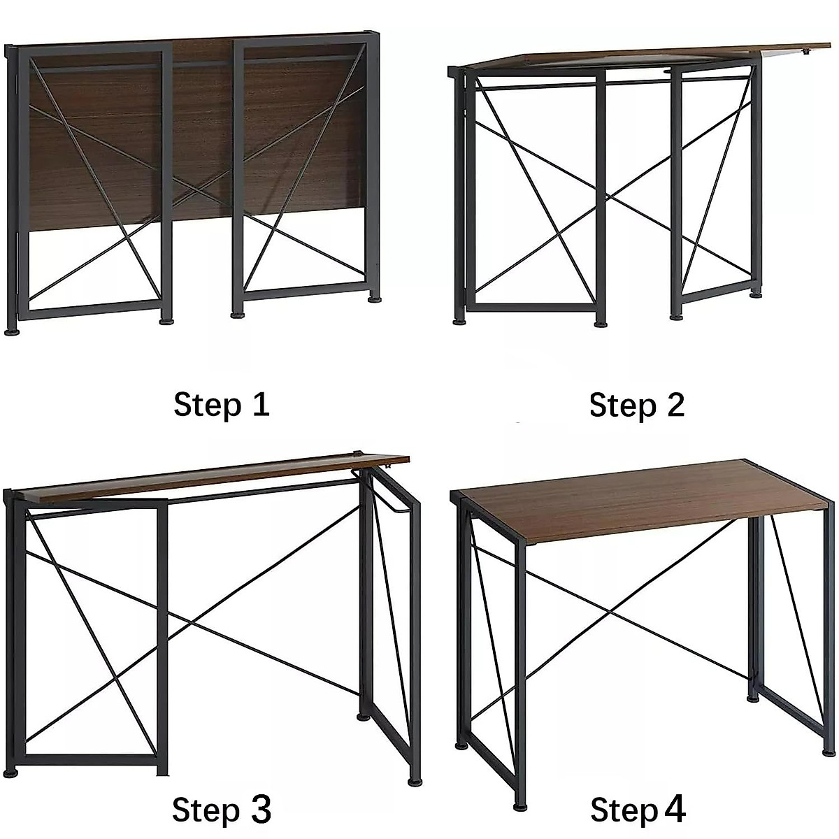 ENGERIO Folding Desk No Assembly Required- 35" Writing Computer Desk Space Saving Foldable Table for Simple Home Office