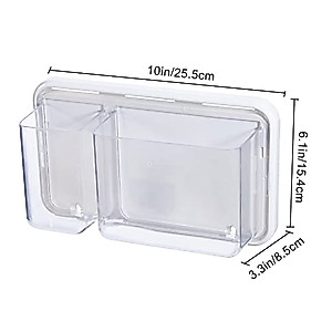 Magnetic Organizer, Yeeco Clear 3.3”×10”×6.1” 4 Compartments Plastic Magnetic and Adhesive Organizer Box Basket Magnetic Storage Organizer Tray for Refrigerator, Fridge,office,classroom