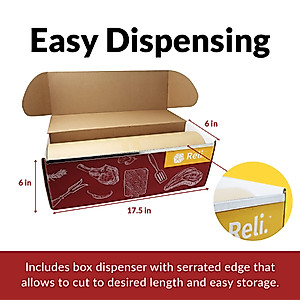 Made in USA | Bulk Value 17.25 in x 350 ft (4200 in) Reli. Brown Butcher Paper w/Dispenser Box | Serrated Cutting Blade | Food Grade Kraft Butcher Paper for Smoking Meat | Unwaxed, Meat Wrapping