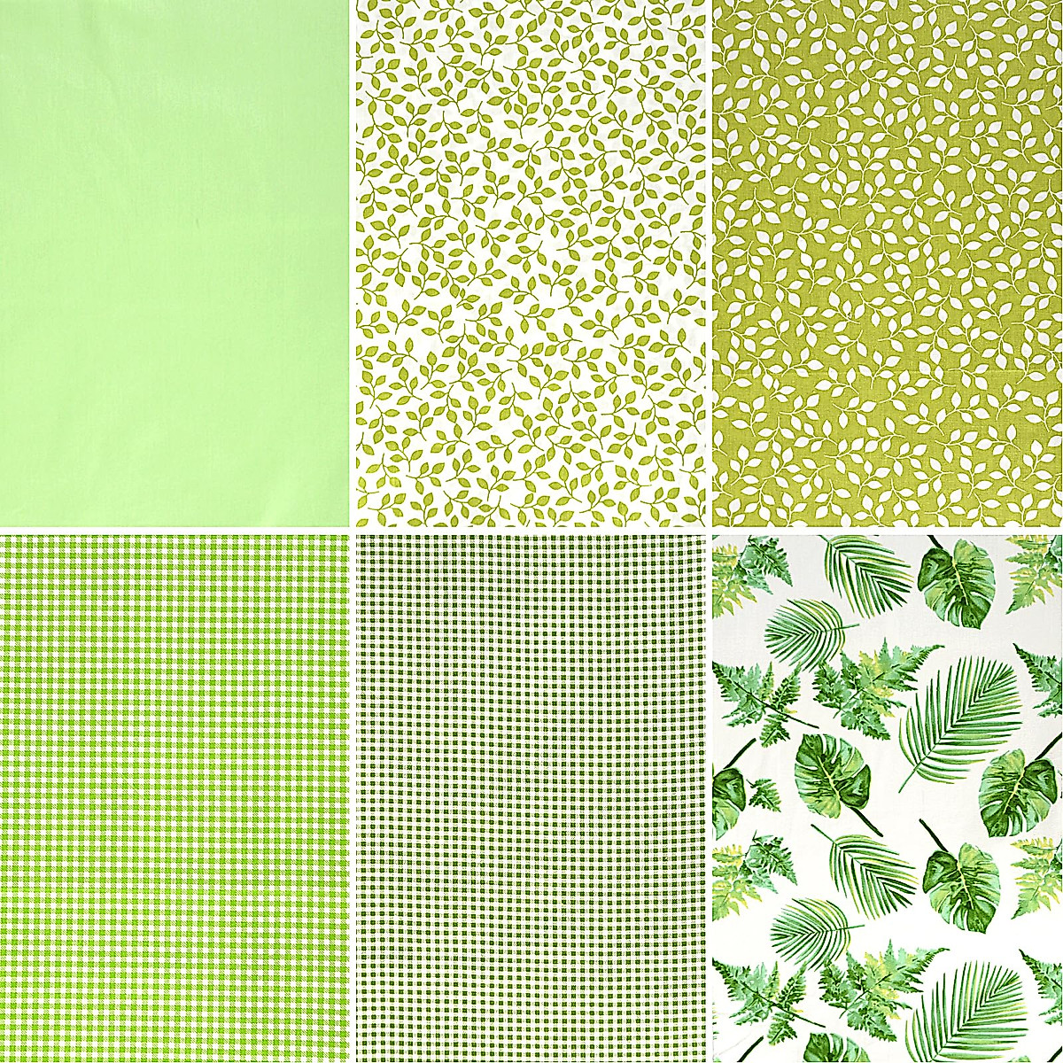 Gnognauq 7 Pieces Green Leaf Pattern Cotton Fabric Fat Quarter Bundles Pre-cut Fabric for Sewing Quilting