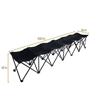 Trademark Innovations Portable 6-Seater Folding Team Sports Sideline Bench (Black)