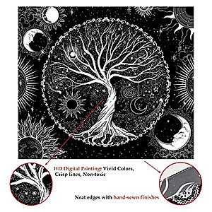 AACKart Tree of Life Tapestry for Bedroom Aesthetic Room Decor-Black and White Tapestry Sun and Moon Tapestry Spiritual Tapestries Tree Tapestry Wall Hanging 59.1 x 51.2 inches