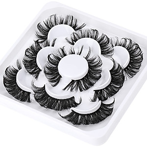 Lanflower Russian Strip Lashes D Curl Wispy Eye Lashes Eyelashes Natural Look 3D False Eyelashes Pack