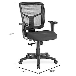 Lorell Managerial Mesh Mid-Back Chair Desk, 40.5" x 25.3" x 23.5", Black