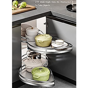 JayHumphrey Swing Left/Right Blind Corner Cabinet Pull Out, Soft Close 2 Tier Swing Tray Corner Cabinet Pull Out Blind Shelf Organizer for 36inch Cabinet, Right Open