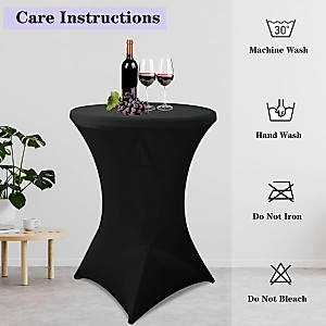 HAORUI Spandex Cocktail Table Covers, Fitted Round Highboy Stretch Table Cloths for Party, Bar, Wedding, Birthday, Banquet (Black, Fit for 30-32" Diameter x 42" Height Tables)