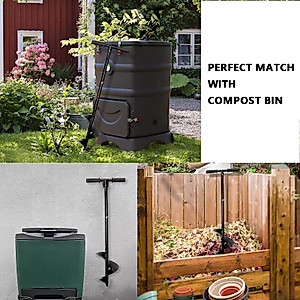 Compost Turning Tool Compost Stirring Tool,Compost Turning Bar 33.4inch,Manual Compost Aerator Tool Turner and Mixing Tool for Outdoor Compost Tumbler Bins,Composting Accessories (Black-33.4IN)