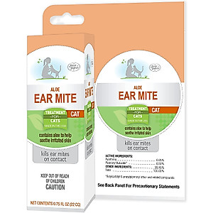 Four Paws 3 Pack of Aloe Ear Mite Treatment for Cats, 0.75 Fluid Ounces Each, Kills on Contact