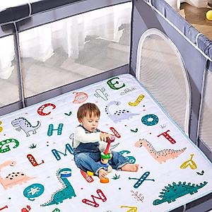 MEM Playpen Mat 71" X 59" Baby Play Mat, Thicken One-Piece Baby Crawling Mat, Non Slip Washable Play Mats for Floor, Cushioned Baby Playmat Floor Mat for Infants, Babies, Toddlers