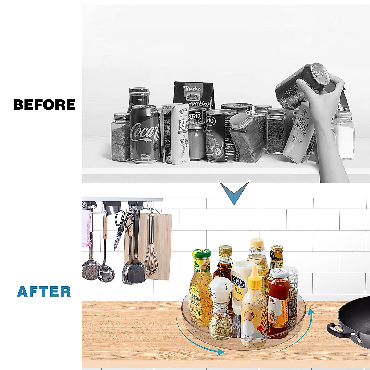 Homelove Turntable Lazy Susans Rack, Spice Organizer Storage Rack Rotating for Kitchen Cabinet, Countertop, Bathroom, Makeup, Pantry