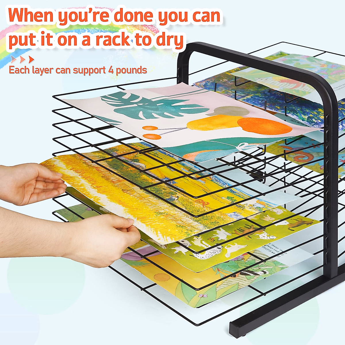 Lzttyee Art Drying Rack for Classroom Paint Drying Rack Art 20 Shelves Metal Desktop Artwork Storage Display Rack Art Drying Rack for Classroom Painting Crafts (20 Shelves-1)