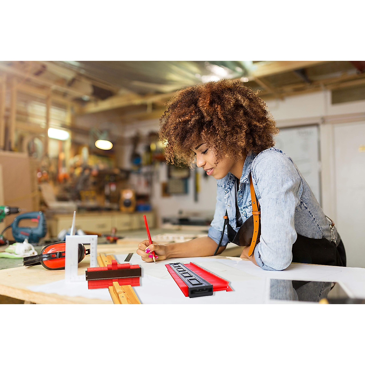 The Super Gauge Shape and Outline Tool For Flooring- Contour Gauge 10"& 5" Adjustable Widen Set- Shape Duplicator Profile Gauge with Lock- Woodworking Templates, Construction Tool (Allen Wrench Style)