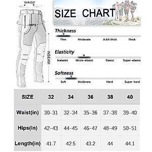 Kuseeker Mens Stretch Work Hiking Pants Quick Dry Lightweight Waterproof Outdoor Travel Climbing Fishing Pants Gray 36