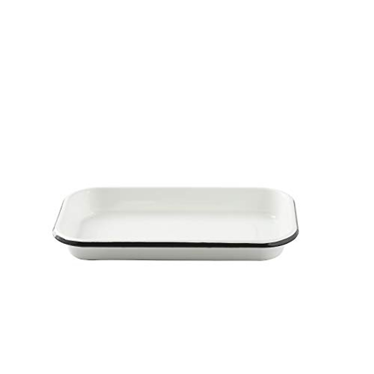Tablecraft Sheet pan Server, 1/8 Size, Creamy White with Black Rim, 10x6x1.125