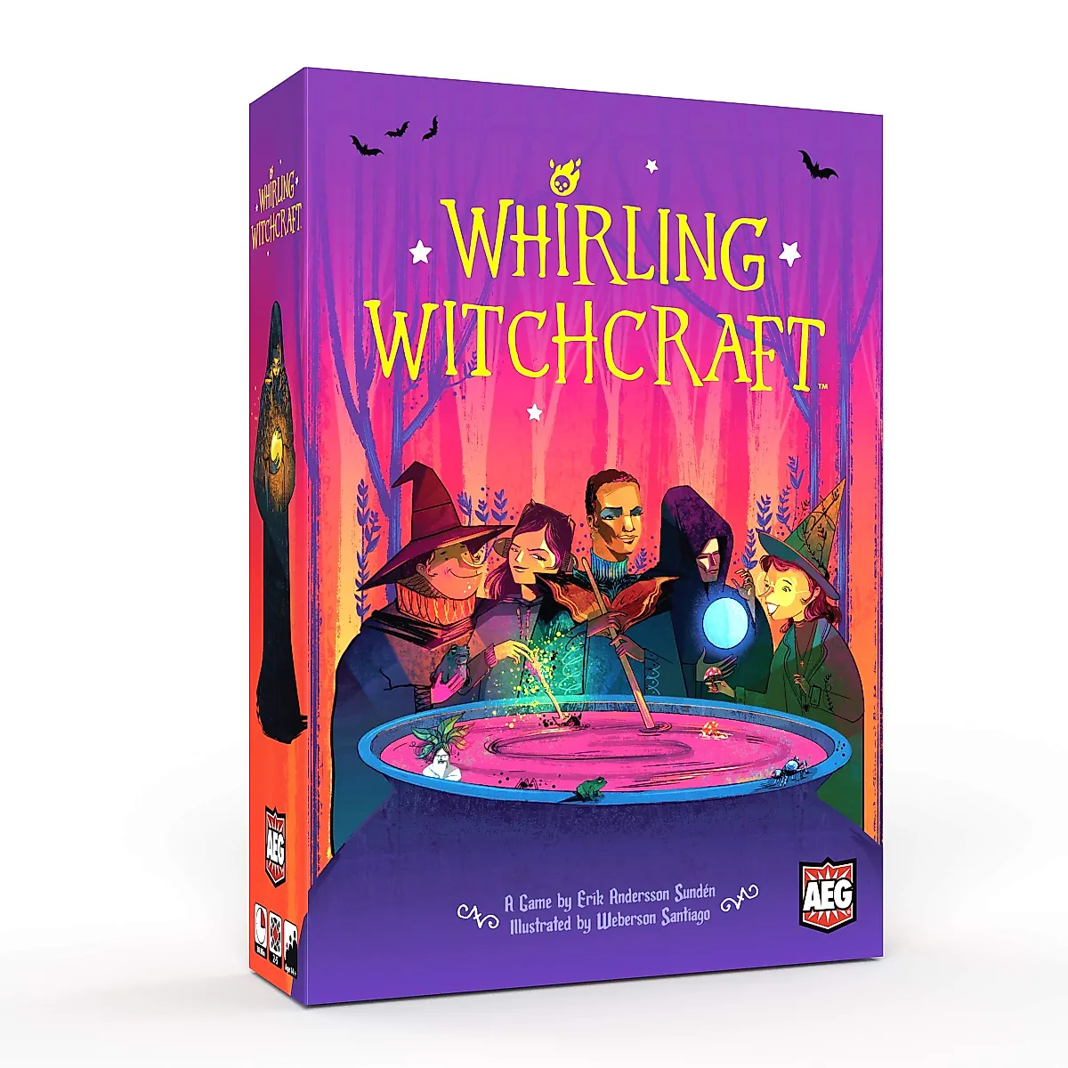 AEG Whirling Witchcraft | Use Recipes, Generate Magical Ingredients & Overflow Opponent's Cauldron | Halloween Board Game | 2-5 Players | Ages 10+