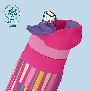 Ottle Cove Cruiser Stainless Steel Water Bottle - 24 oz Insulated Flask with Leak Proof Lid BPA-Free - Reusable Gym Water Bottle for Travel, Camping & Sports - Candy Stripes Allover