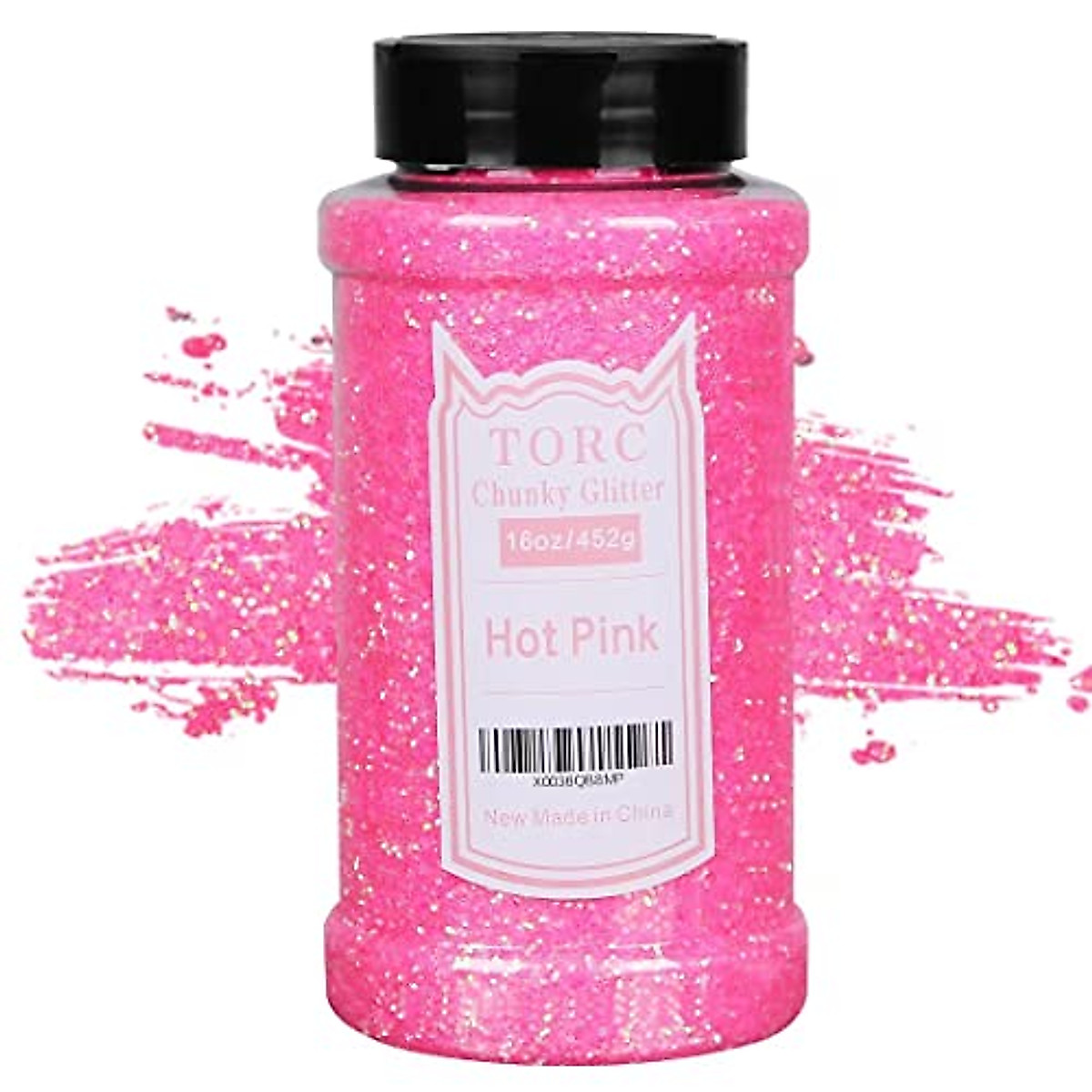 TORC Iridescent Hot Pink Chunky Glitter 1 Pound 16 OZ Glitter for Resin Crafts Tumblers Cosmetic Makeup Nail Art Festival Decoration