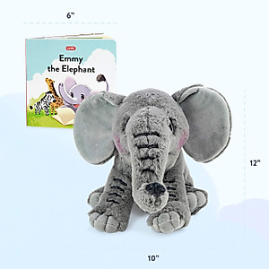 Corbi Emmy The Elephant Plush Toy Hand Puppet with Movable Mouth & Illustrated Board Book - Hand Puppets for Kids & Toddlers Ages 2+