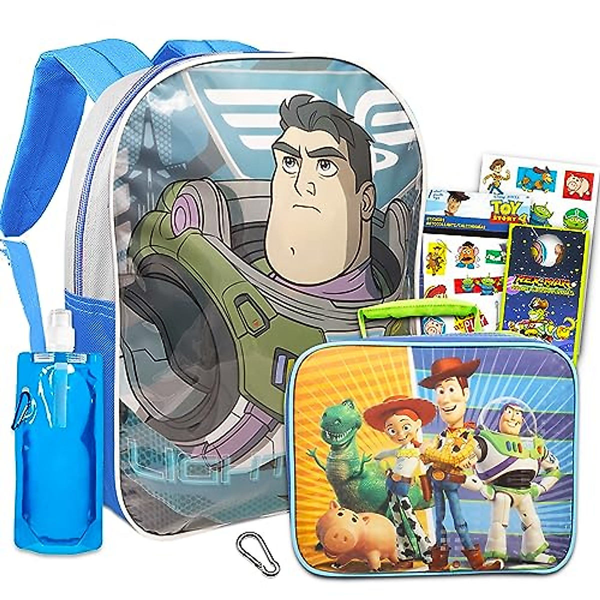 Buzz Lightyear Backpack and Lunch Bag for Boys Girls Kids - 5 Pc Bundle with 16" Buzz Lightyear School Backpack Bag, Lunch Box, Water Bottle, and More | Buzz Lightyear School Supplies