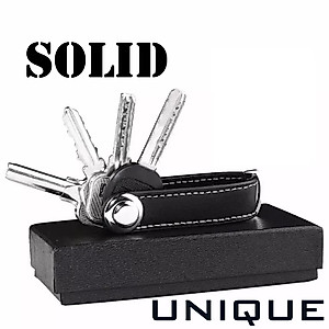 Leather Key Organizer, Minimalist Key Chain, Compact key holder, Smart keychain (RED)