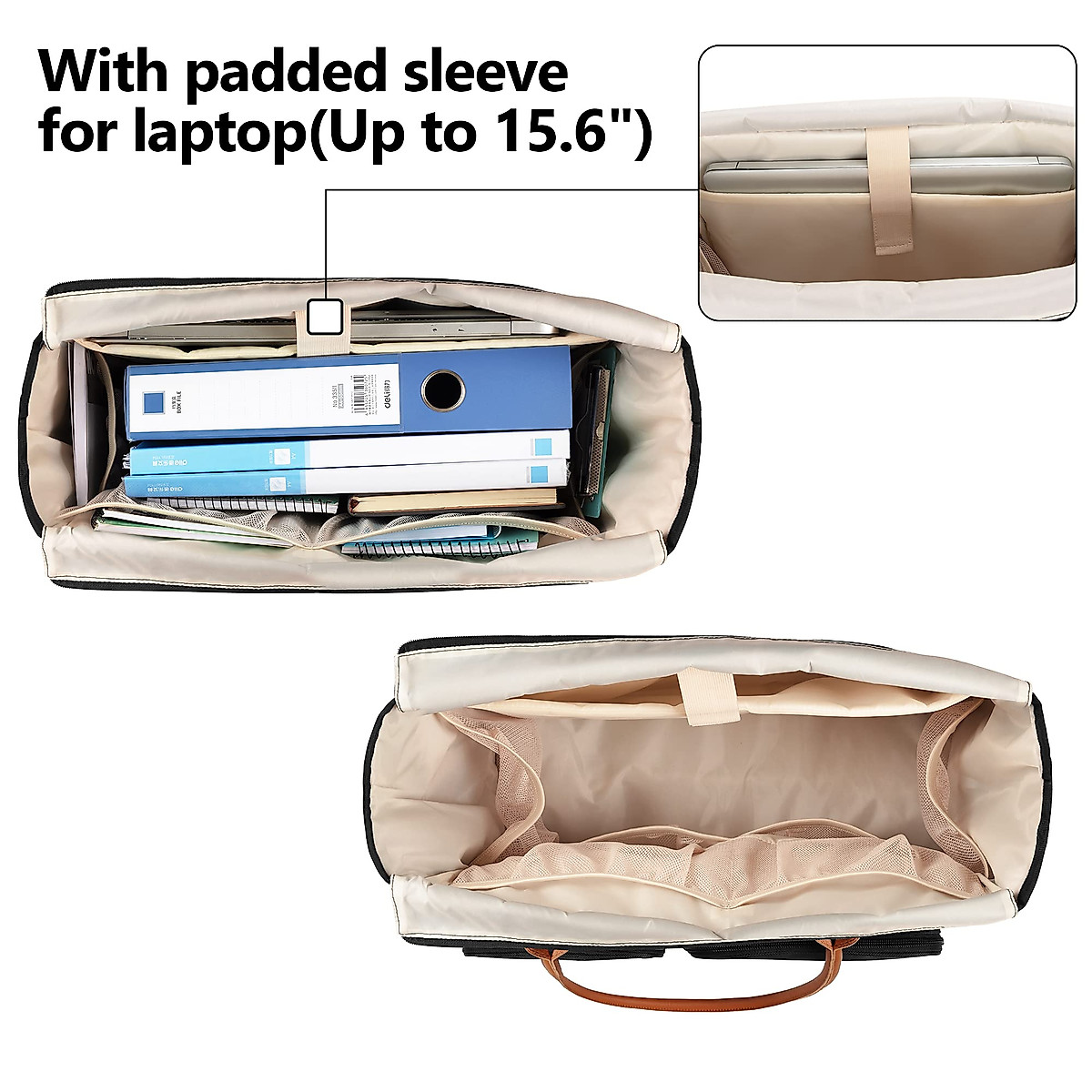 CURMIO Teacher Tote Bag for Women, Large Work Tote for Teachers, Laptop Messenger Bag for School, Black (Bag Only)