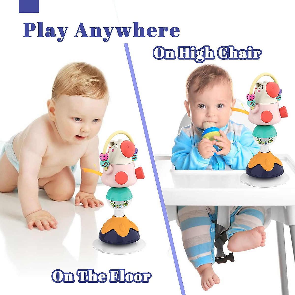 Baby Toys 6 to 12 Months - High Chair Toys with Powerful Suction Cups, Baby Rattles Shaker, Turn, Suction Toys for Baby 0-6-12-18 Months, Gift for Baby Boy & Girl