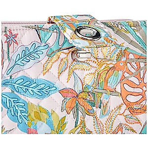 Vera Bradley Women's Cotton Turnlock Wallet With RFID Protection, Rain Forest Canopy - Recycled Cotton, One Size