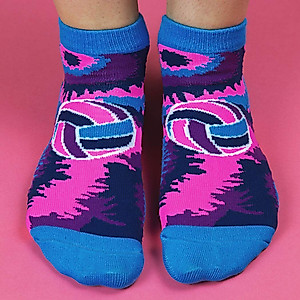 ChalkTalkSPORTS Volleyball Athletic Ankle Socks | Volleyball Tie-Dye Swirl
