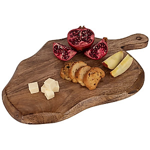 GoCraft Wooden Cutting Board with Handle | Mango Wood Leaf Shape | Chopping, Prep, Serve Board | Charcuterie Platter - 17" x 10.5"