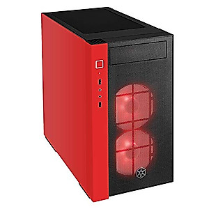 SilverStone Technology RL08BR-RGB Black and Red Micro-ATX Case with Tempered Glass Side Panel and 2 x120mm RGB Fans