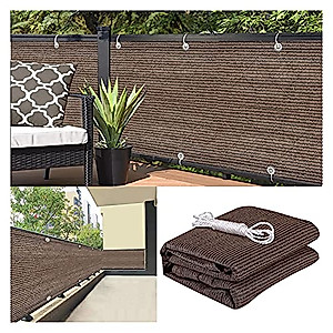 ALBN Balcony Privacy Screen Cover Fence Shade Net Cover 85% Blockage Breathable Weather Resistance with Eyelet for Outdoor Yard Wall Garden Backyard (Color : Brown, Size : 110x600cm)