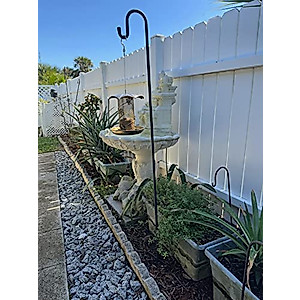 Highpro 63" Shepherds Hooks for Outdoor, Heavy Duty Bird Feeder Pole with 5 Base Prongs, Adjustable Garden Hanging Holder for Bird Feeders, Solar Light Lanterns, Garden Plant Hanger Stands