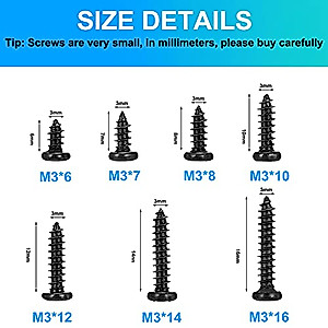 MEIYYJ M3 Pan Head Self Tapping Screws Phillips Micro Laptop Repair Screws Assortment Kit (590pcs