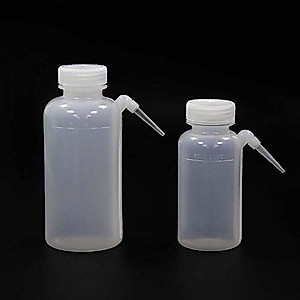 ULAB Scientific Wide Mouth Unitary Wash Bottle, 250ml 500ml 2pcs for Each Size, Plastic Squeeze Bottles, LDPE Bottle with PP Draw Tube, UWB1009