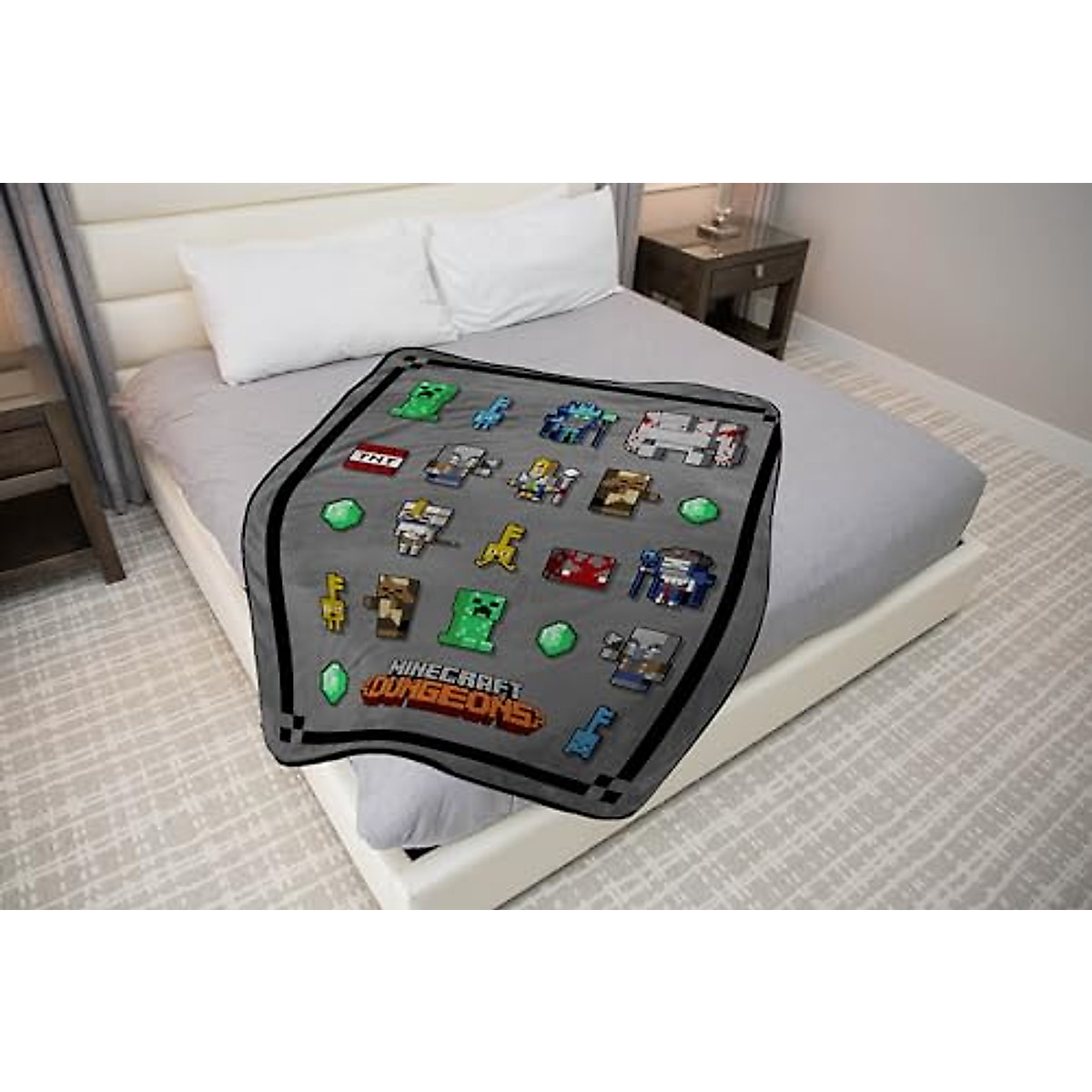 Minecraft Dungeon Mobs Throw - Measures 46 x 60 inches, Kids Bedding - Fade Resistant Super Soft Fleece (Official Minecraft Product)