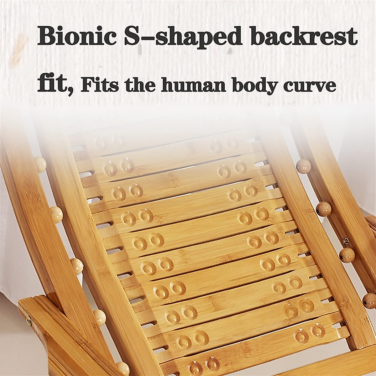 MEHWSUR Garden Recliner Chairs Patio Lounge Chairs Bamboo Rocking Chair Armchair Lounging Rocker Deck Relaxing Recliner Lounger Zero Gravity Chair Wooden Sun Lounger Chairs (Color : Without pad)