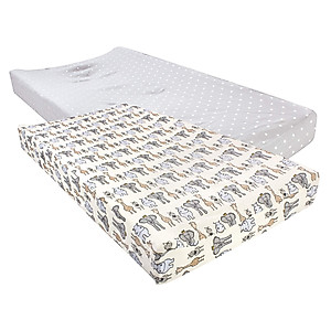 Hudson Baby Unisex Baby Cotton Changing Pad Cover, Royal Safari, One Size