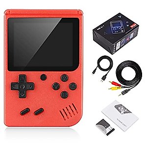 Handheld Game Console, Portable Retro Video Game Console with 400 Classical FC Games 3.0-Inch Screen 1020mAh Rechargeable Battery Support for Connecting TV (Red)