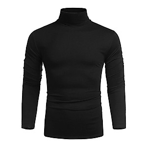 COOFANDY Men's Casual Slim Fit Turtleneck T Shirts Lightweight Basic Cotton Pullovers