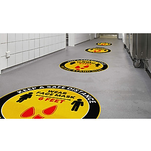 Design Skinz Social Distancing Floor Decal V1 - Pressure Sensitive Removable Anti-Slip Safety Stand Stickers 6 Feet Sign Marker for Carpet or Hard Floors -10” (Single Piece)